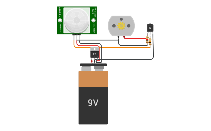 Circuit design Infrared Sensor with Motor - Tinkercad