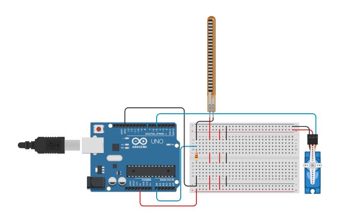 Circuit design Flex Sensor - Tinkercad