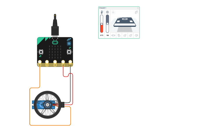 Circuit design Continuous Servo w/ PushButtons - Tinkercad