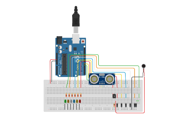 Circuit design Copy of SENSOR ULTRASONICO HC-SR04 | Tinkercad