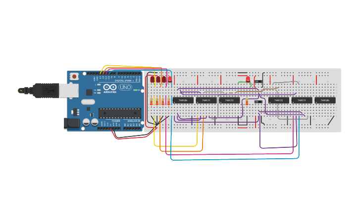 Circuit Design Multiplexor 4 Entradas Practica 16 Tinkercad