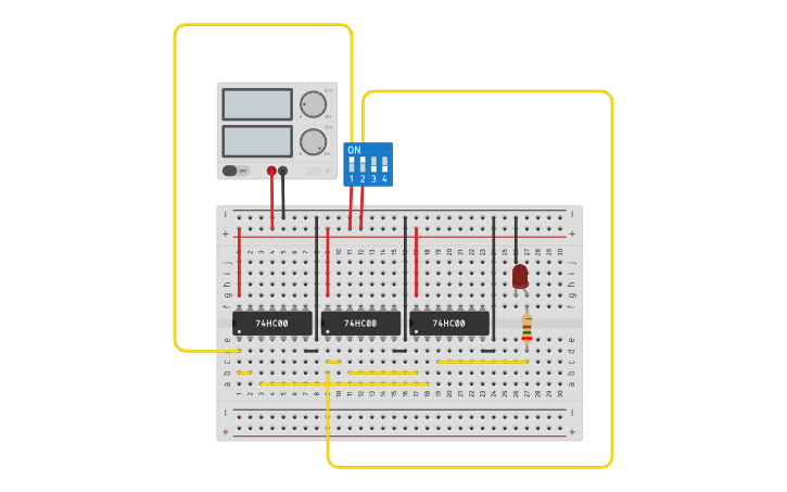 Circuit design Porta OR con NAND | Tinkercad