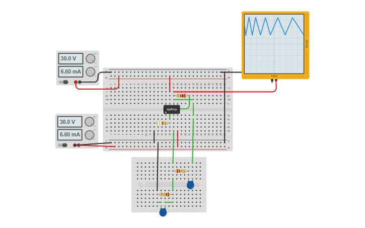 Circuit design Wein Bridge Oscillator - Tinkercad