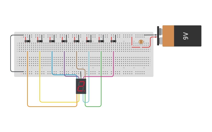 Circuit design 7 Segment Display With Photoresistor - Tinkercad