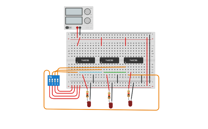 Circuit design .binary to gray code converter - Tinkercad