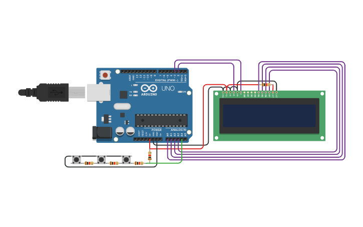 Circuit design LCD y Keypad Public | Tinkercad