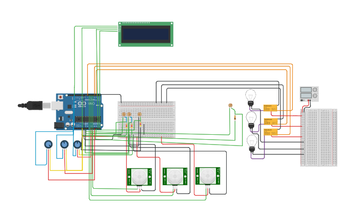 Circuit design mini project - smart street lights - Tinkercad