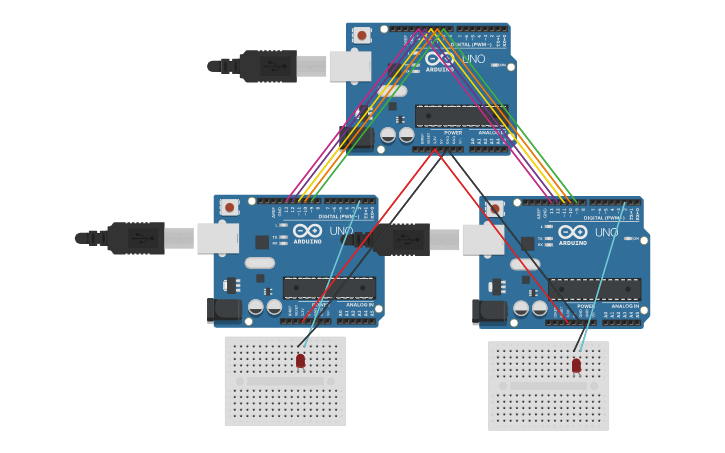 Circuit design Master/Slave LED - Tinkercad