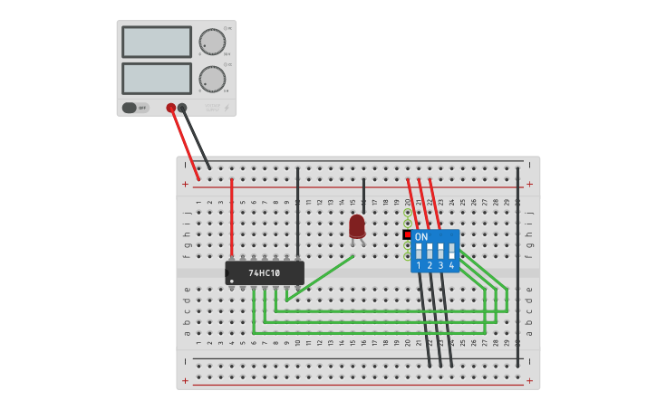 Circuit design circuito combinacional - Tinkercad