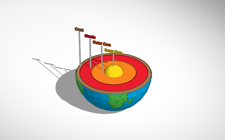 3D design Earth Cut Section - Tinkercad