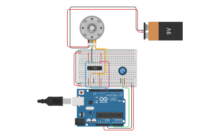 Circuit design Motor Stepper - Tinkercad