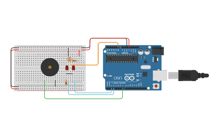 Circuit design Sensor de luminosidade acender o led | Tinkercad