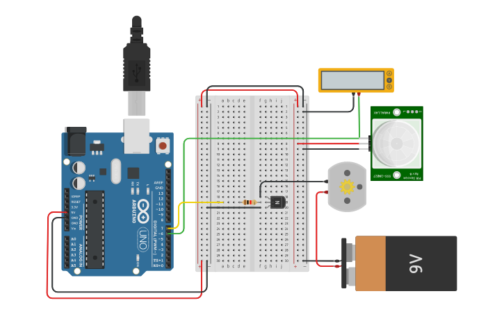 Circuit design Motors and Sensors - Tinkercad