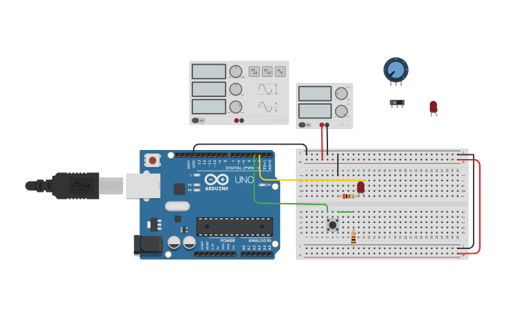 Circuit design Aula 04 - Circuito LED , botão toogle. | Tinkercad