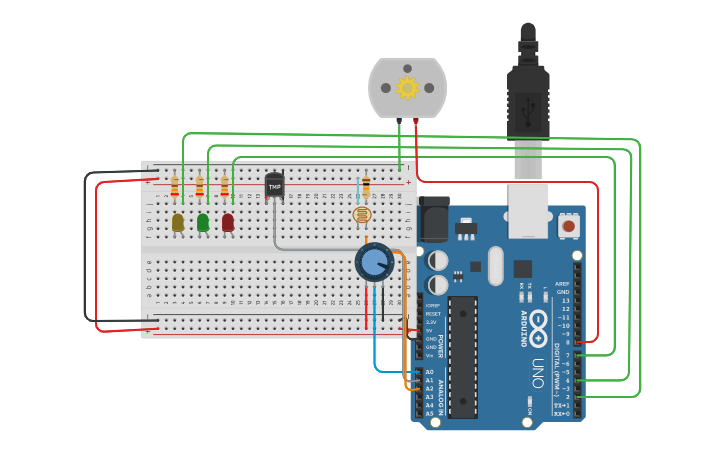 Circuit design sistema de jardín automatizado - Tinkercad