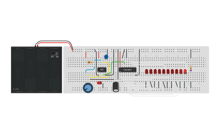 Circuit design Led Chaser - Tinkercad