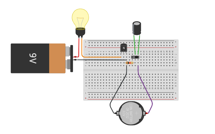 Circuit design Transistor NPN - ON-OFF | Tinkercad