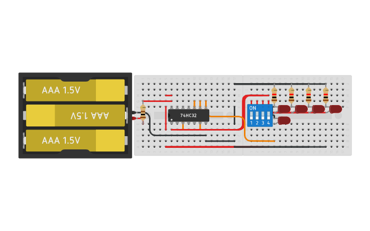 Circuit design 4 INPUT OR GATE - Tinkercad