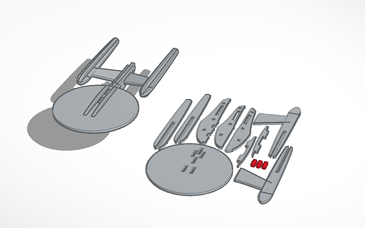 3D design USS Enterprise E kit card - Tinkercad