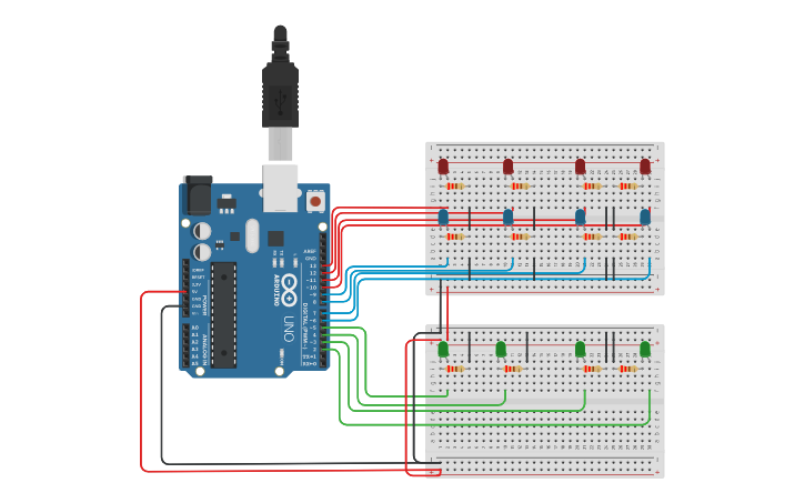 Circuit design Matriz 3x4 | Tinkercad