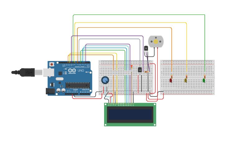 Circuit design LCD 16x2 DHT11 - Tinkercad