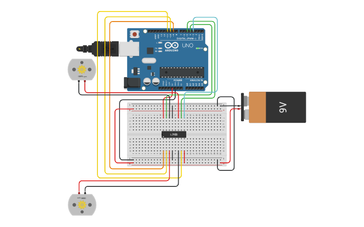Circuit design IC Motor Control Task 2 - Tinkercad