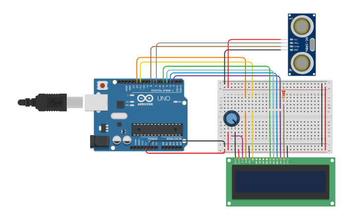 Circuit design Sonar Sensor Assignment | Tinkercad