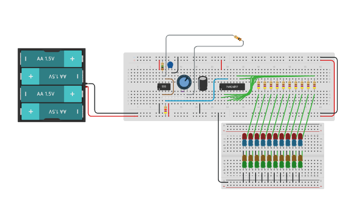 Circuit design 4017 Decade Counter - Tinkercad