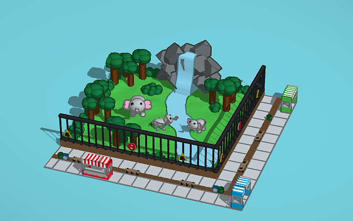 3D design Elephant Zoo Model - Tinkercad