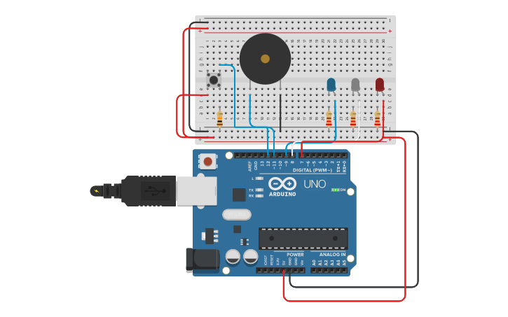 Circuit design Piezo Buzzer - Tinkercad