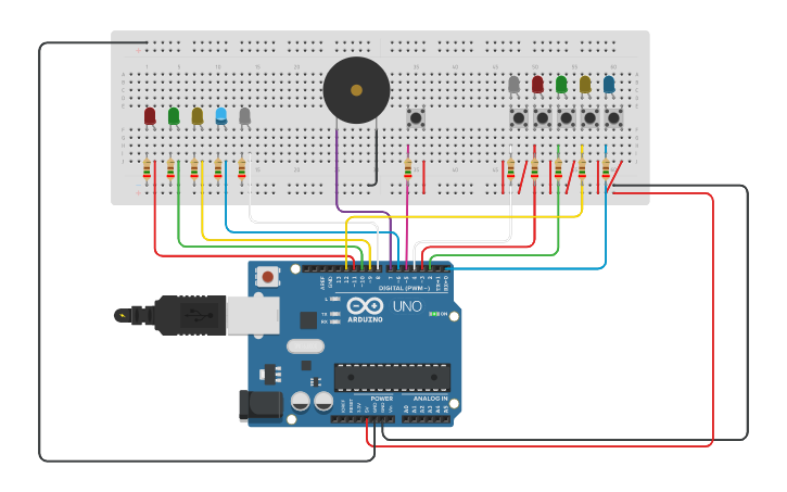 Circuit design genius 2 intensidades | Tinkercad