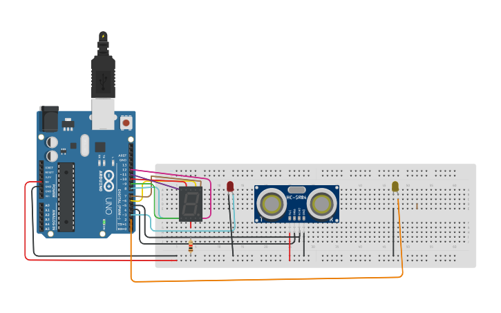 Circuit design sensor y display - Tinkercad