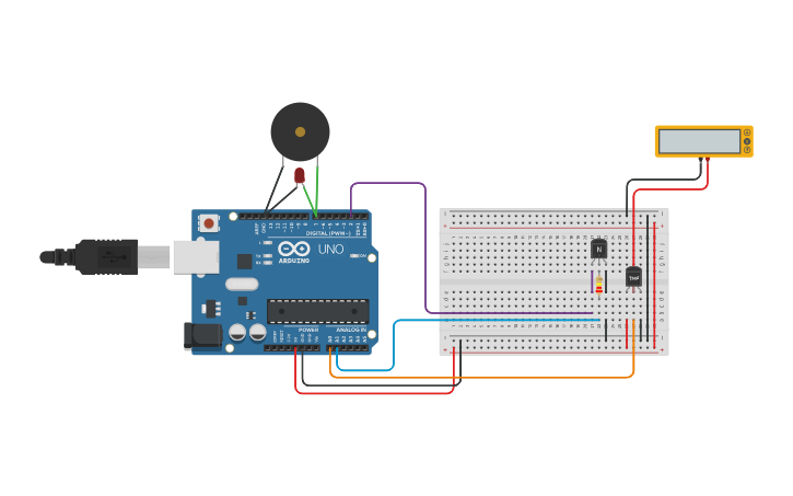 Circuit design interrupt-buzzer - Tinkercad