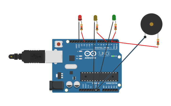 Circuit design Traffic Light Controller | Tinkercad