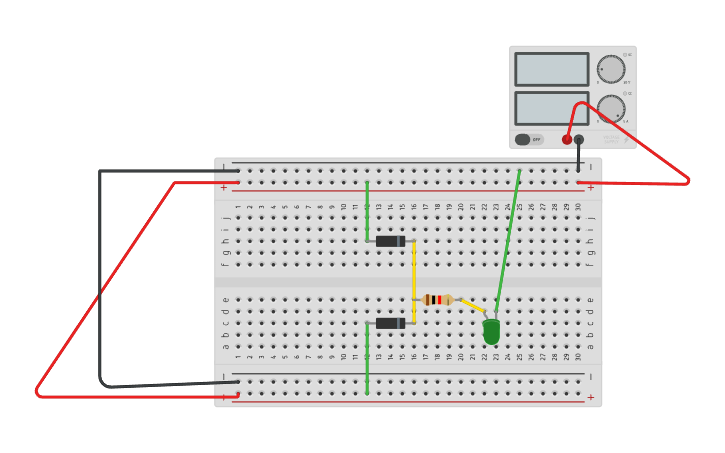 Circuit design OR GATE using DRL 41220300334 - Tinkercad