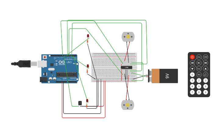 Circuit design LFR 3 IR SENSORS | Tinkercad