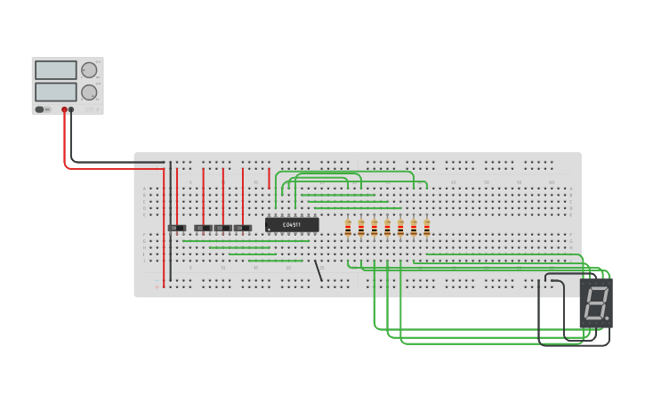 Circuit design 7 segment - Tinkercad