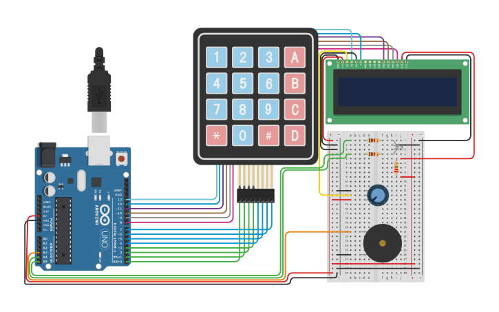 Circuit Design Keypad 4x4 Tinkercad