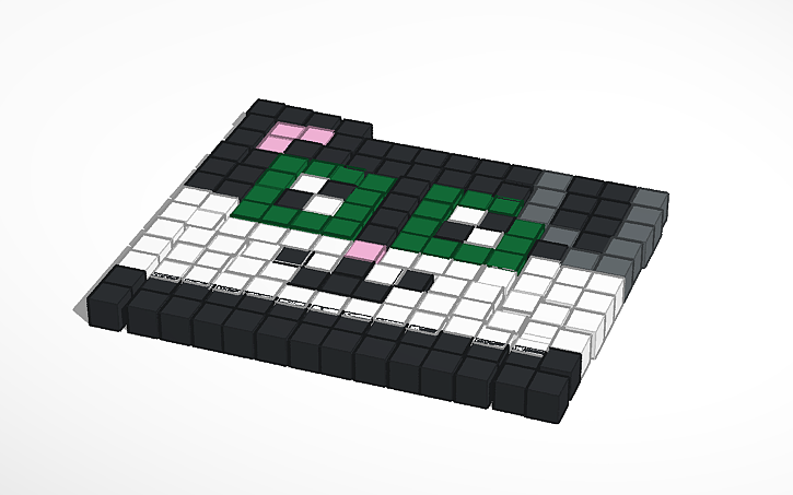 3D design cute pixel art ninja cat face | Tinkercad