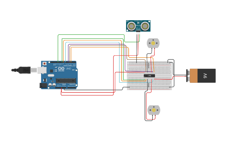 Circuit design Obstacle Avoidance Robot | Tinkercad