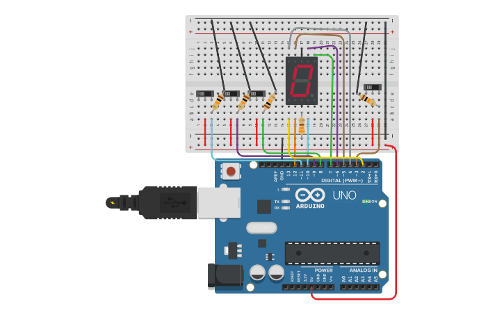 Circuit design Control 7 segment display using slide switch - Tinkercad Circuit design Control 7 segment display using slide switch - Tinkercad