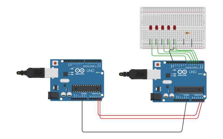 Circuit Design Conexión Dos Arduinos Tinkercad