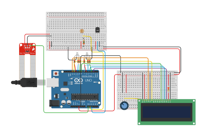Circuit design Backyard Sensor Station with LCD and RGB LEDs (updated) - Tinkercad