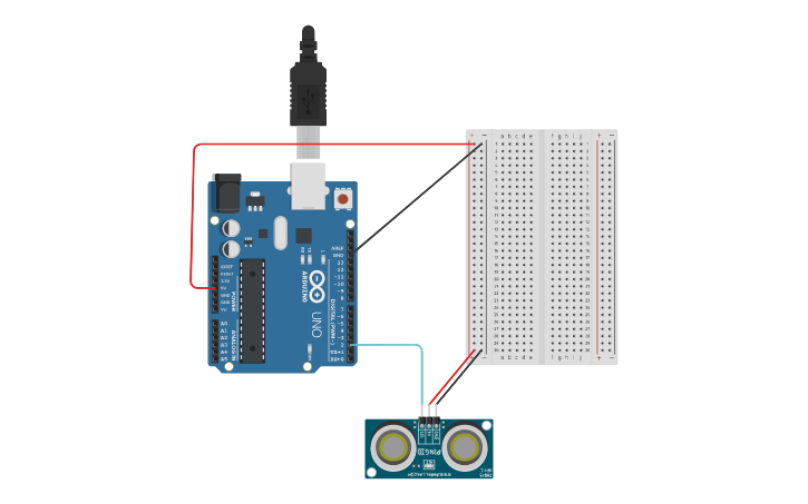 Circuit design Sensor de Distância - Tinkercad