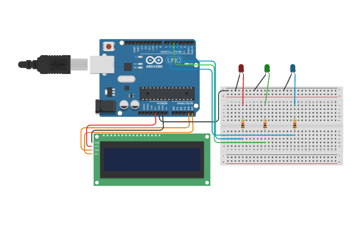 Circuit design TELA LCD I2C - Tinkercad