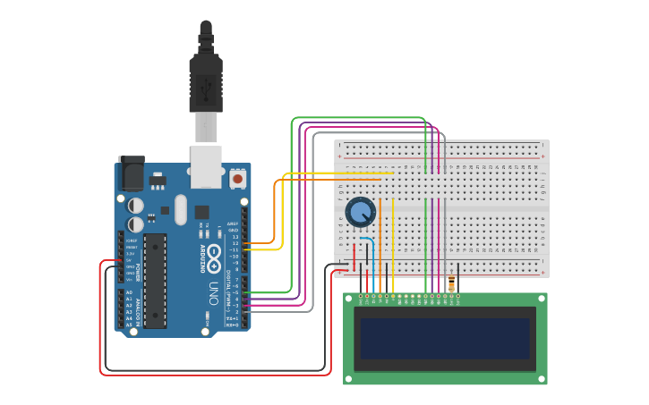 Circuit design interface dengan potensio | Tinkercad
