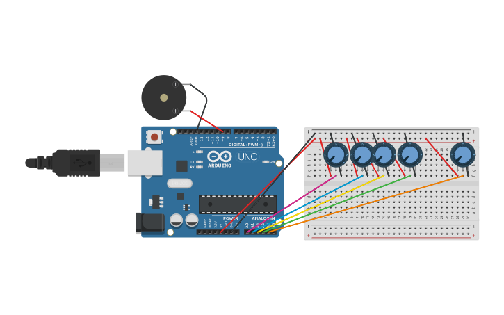 Circuit design arduino synth - Tinkercad
