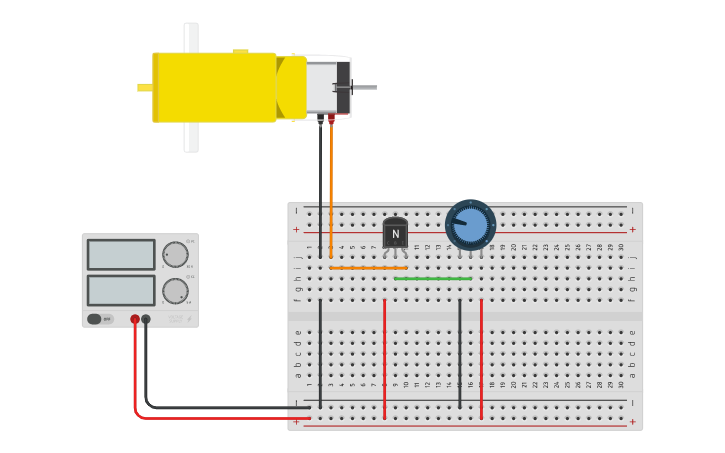 Circuit design practica transistor | Tinkercad