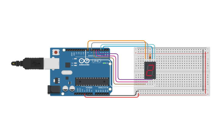 Circuit design 7 Segment Display Counter - Tinkercad