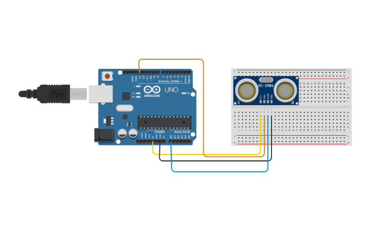 Circuit Design Ultrasonic Sensor Tinkercad